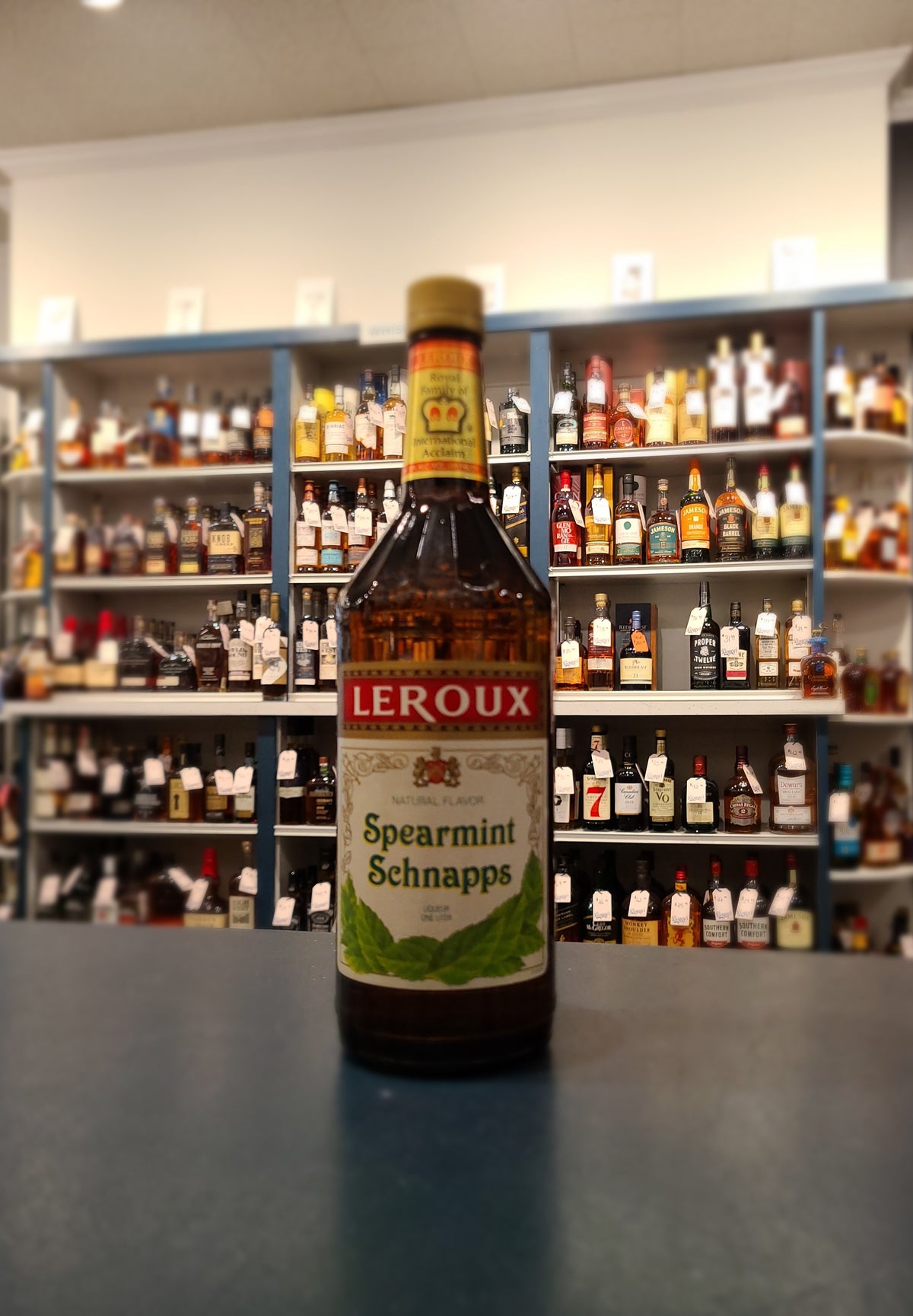 LEROUX SPEARMINT SCHNAPPS LIQUEUR — Bogey's Bottled Goods